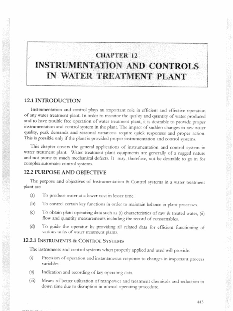 Chapter12 - Instrumentations and Control in Water Treatment System | PDF