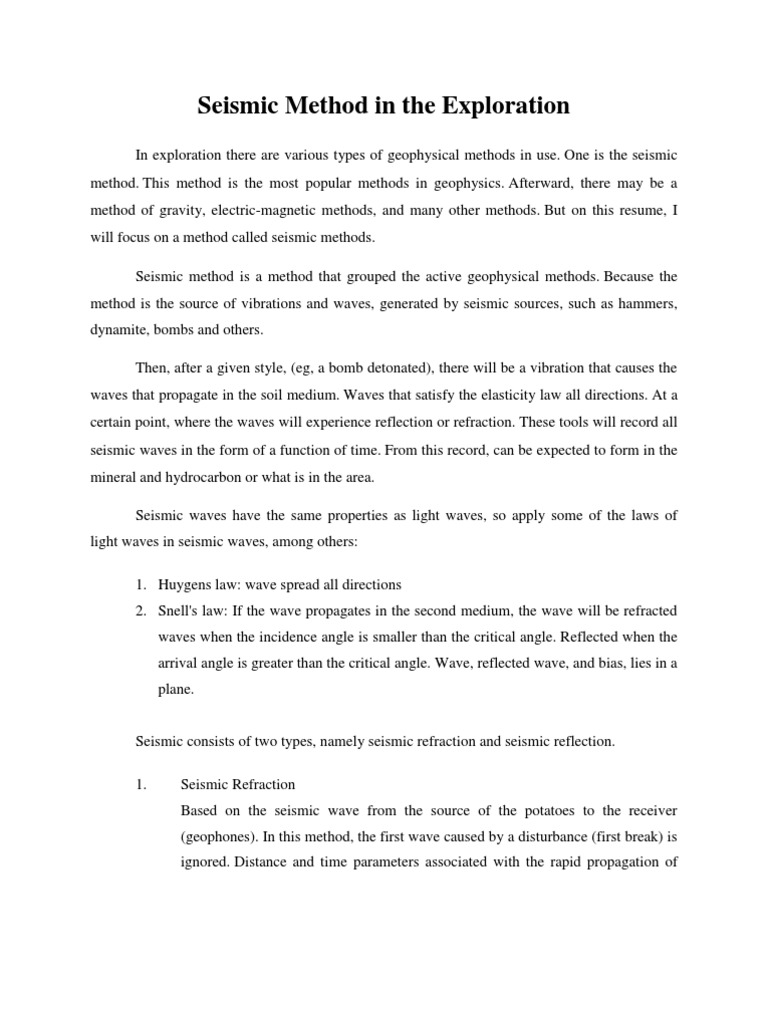 Seismic Method in The Exploration | PDF | Reflection Seismology | Hydrocarbon Exploration