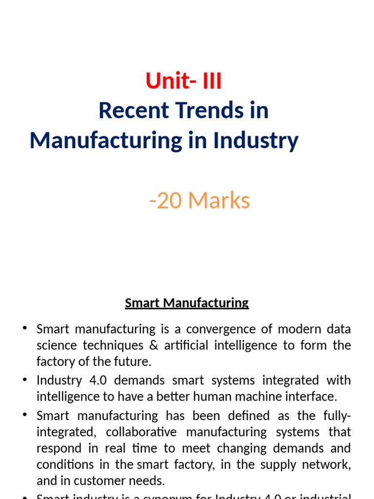 Smart Manufacturing Trends in Industry | PDF | Internet Of Things ...