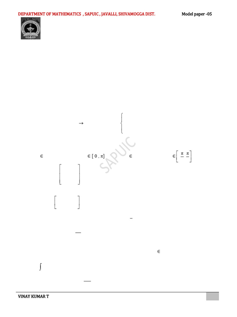 Hot Model Question Paper - 05 | PDF | Function (Mathematics) | Equations