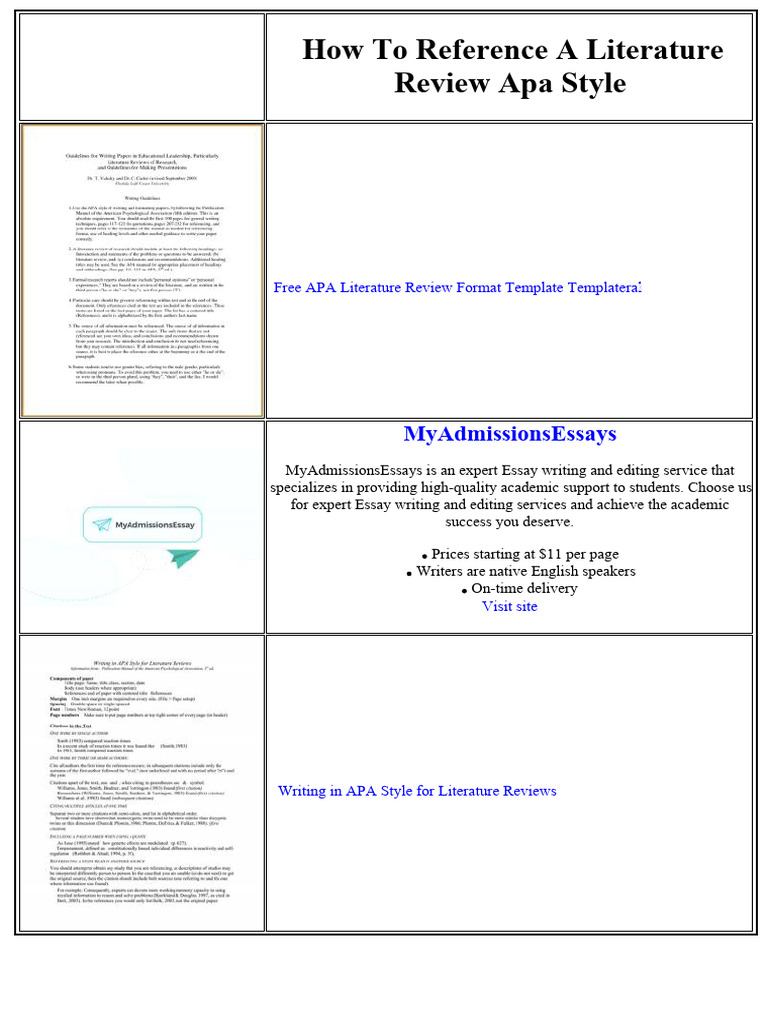 How To Reference A Literature Review Apa Style | PDF | Apa Style | Essays