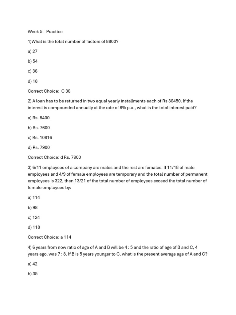 NQT Practice-Week 5 - Answers | PDF