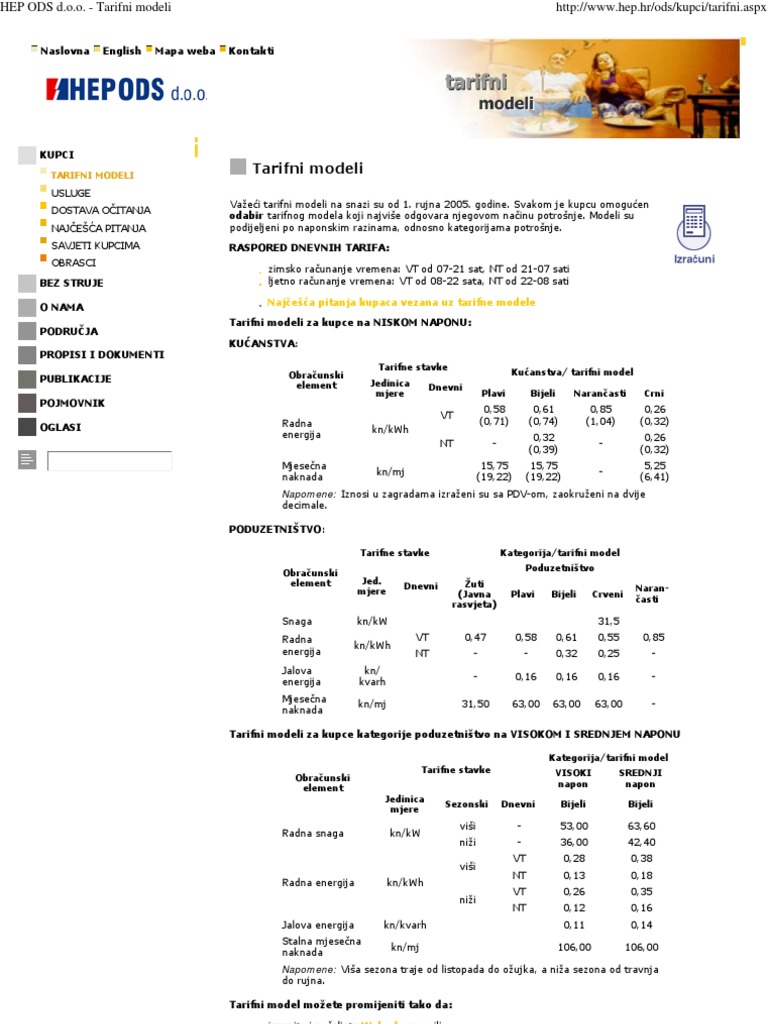 HEP Tarifni Modeli | PDF