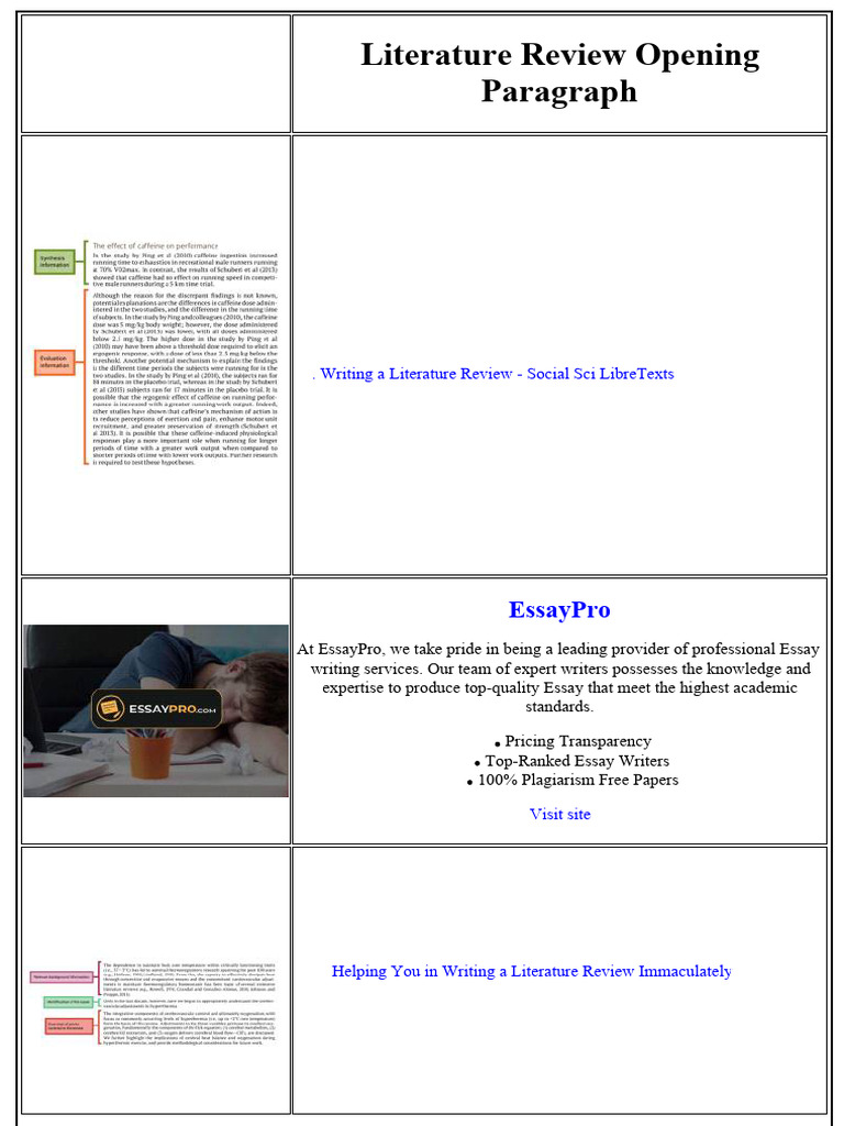 Literature Review Opening Paragraph | PDF | Essays | Thesis