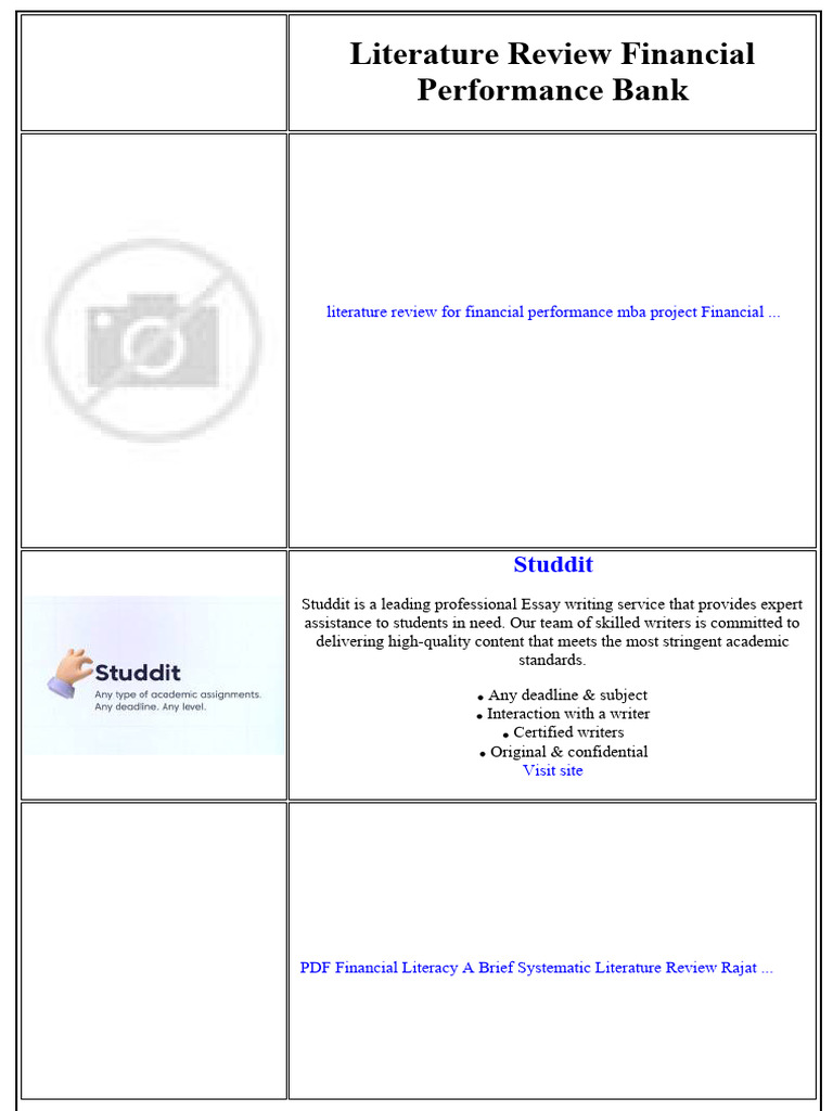 Literature Review Financial Performance Bank | PDF | Working Capital ...