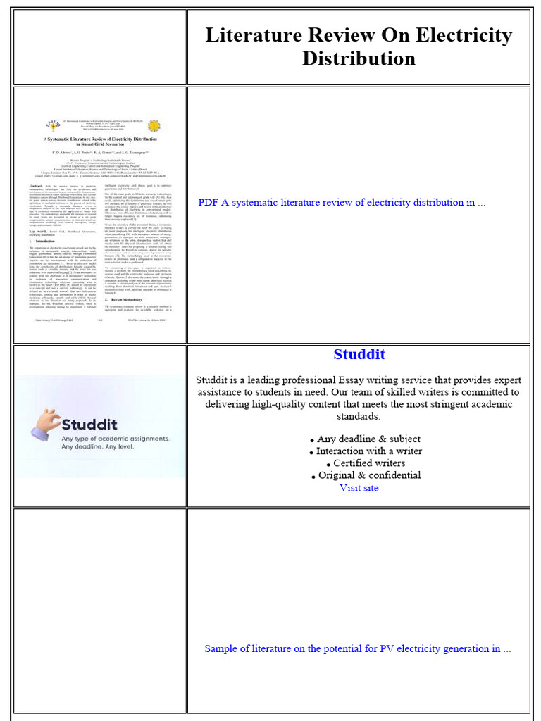 Literature Review On Electricity Distribution | PDF | Electric Power ...