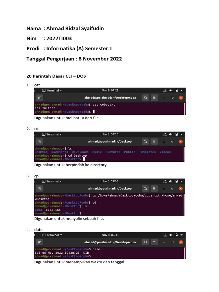 (Tugas 4) 20 Perintah Dasar CLI - Linux | PDF