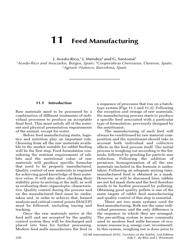 Rabbit Feed Manufacturing Process Guide | PDF | Animal Feed | Flour