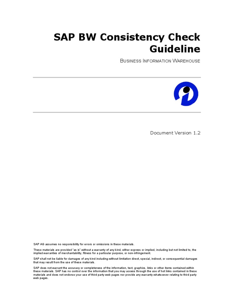 SAP BW Data Consistency Check Guide | PDF | Database Transaction ...