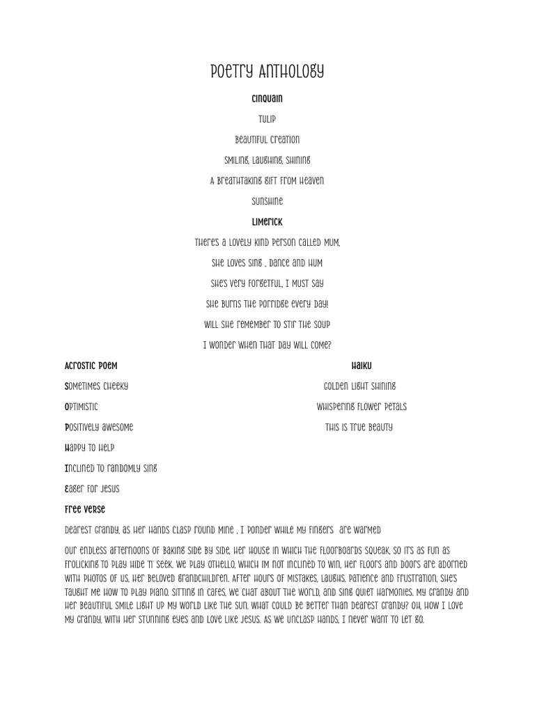 Diverse Poetry Styles Anthology | PDF