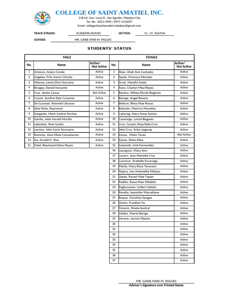 Students Status | PDF