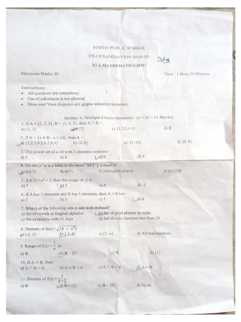 Question Paper Sobtis Public School | PDF
