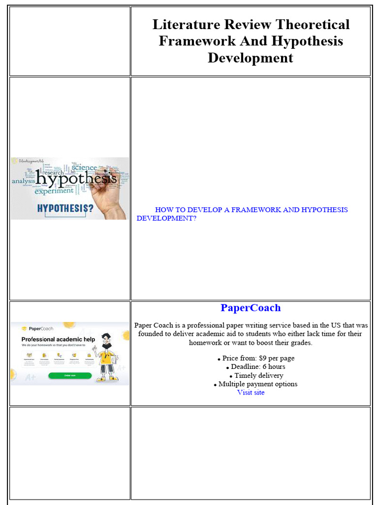 Literature Review Theoretical Framework and Hypothesis Development | PDF | Hypothesis | Theory