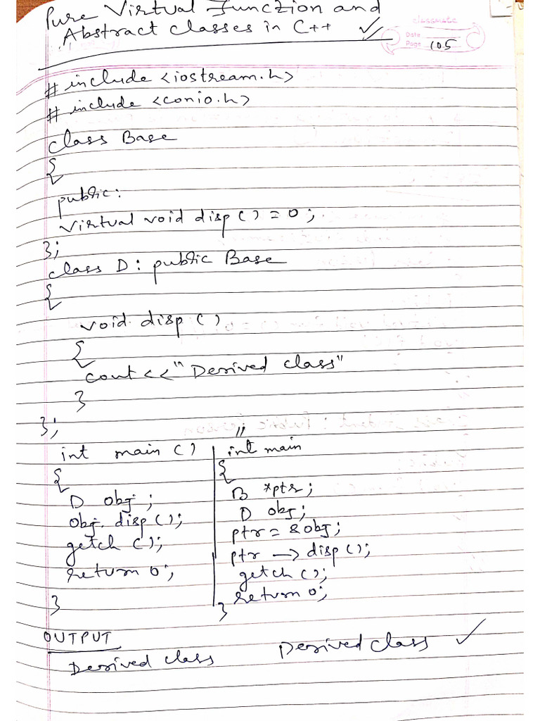 Pure Virtual Function and Abstract Class | PDF