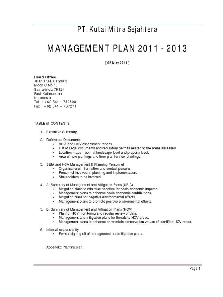 PT KMS Management Plan 2011-2013 | PDF | Wastewater | Road