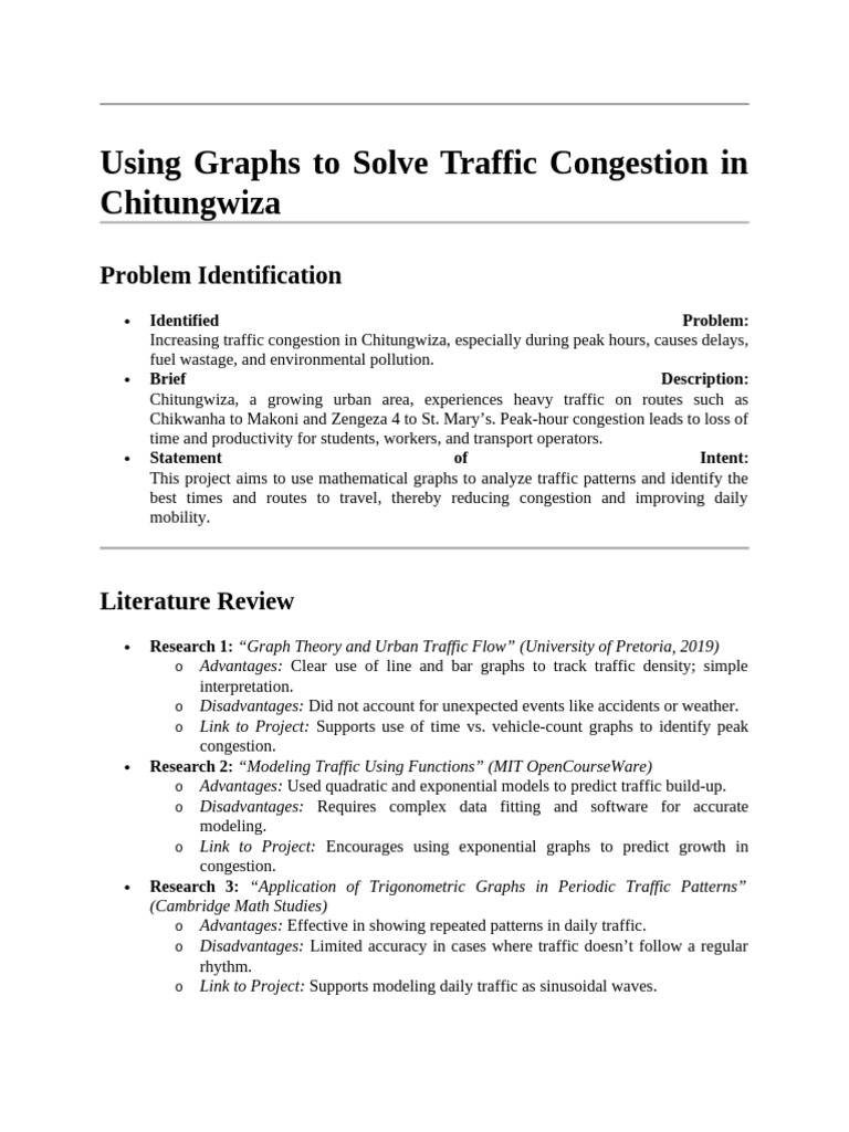 Graphs for Chitungwiza Traffic Solutions | PDF | Traffic Congestion ...