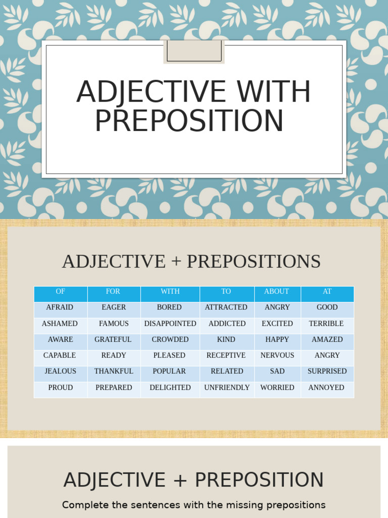 Unit 1 Adjective With Preposition | PDF