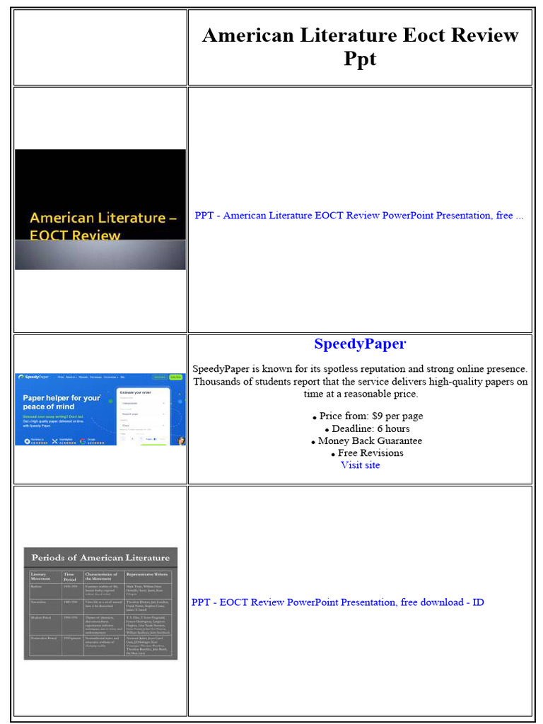 American Literature Eoct Review | PDF | American Literature | Essays