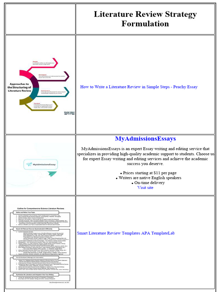 Literature Review Strategy Formulation | PDF | Systematic Review | Essays