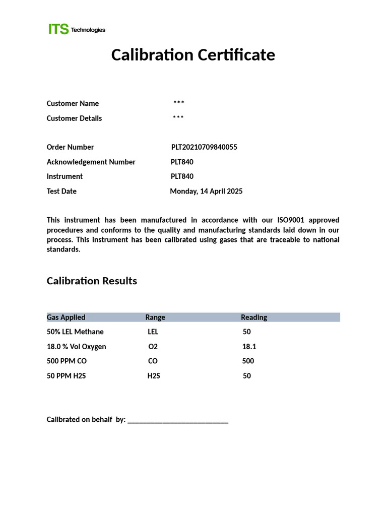 Calibration Certificate | PDF