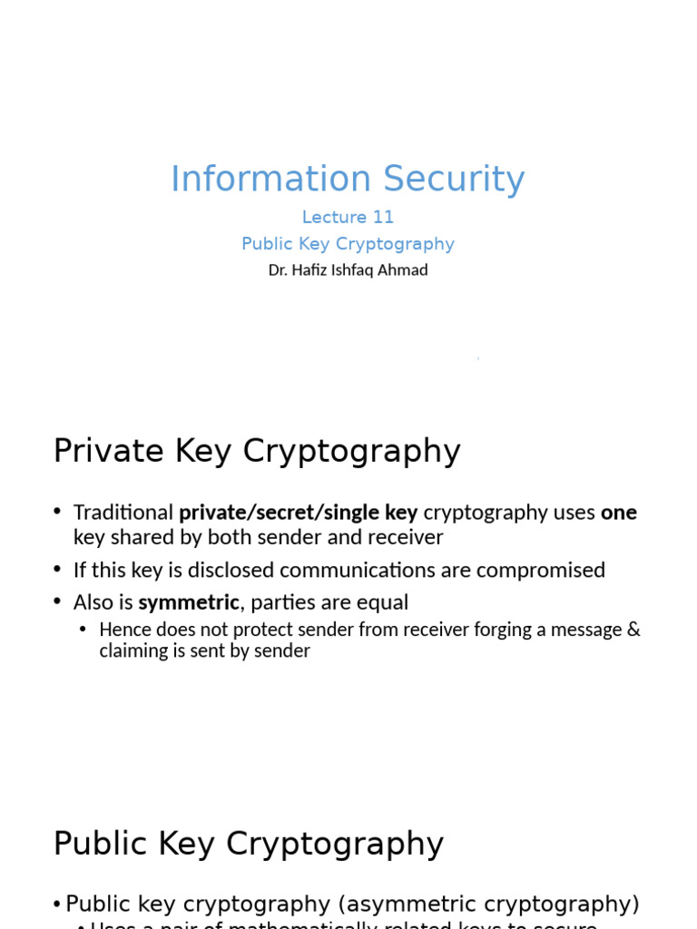 Lect 11 Public Key Cryptography 12052025 124426pm | PDF | Public Key Cryptography | Key ...