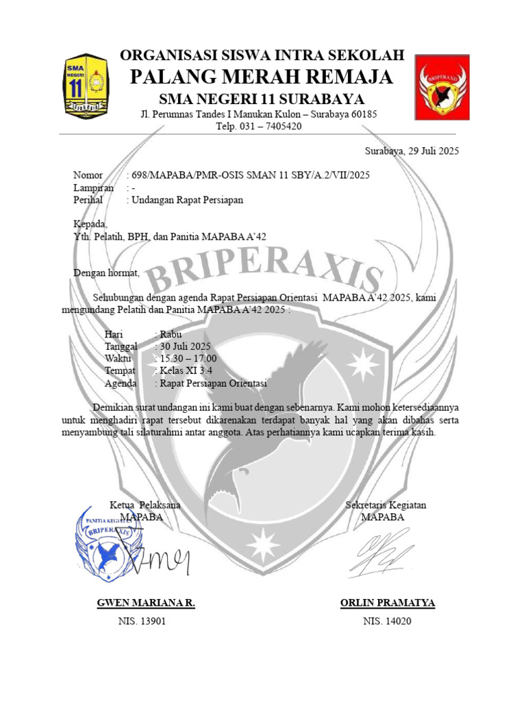 698_RAPAT PERSIAPAN ORIENTASI MAPABA 2025 | PDF
