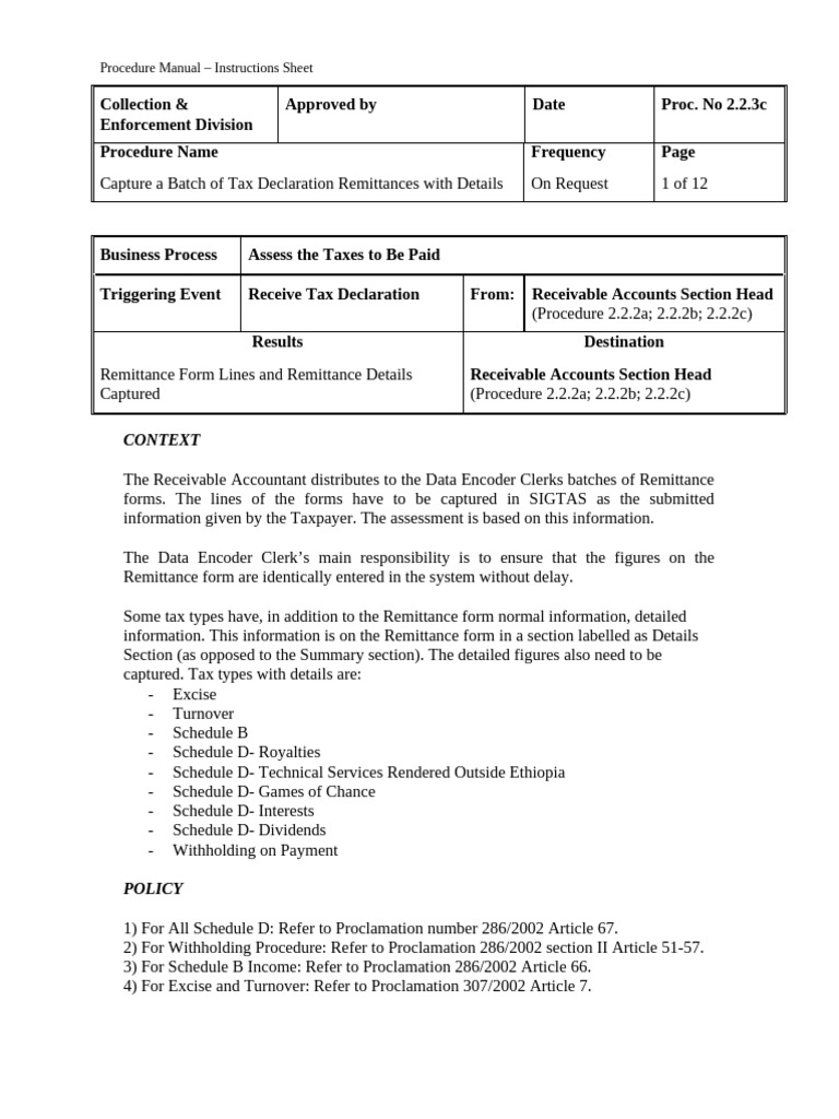 2-2-3c Capture A Batch of Tax Declaration Remittances With Details ...