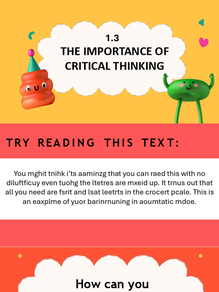 Importance of Critical Thinking Skills | PDF | Thought | Critical Thinking