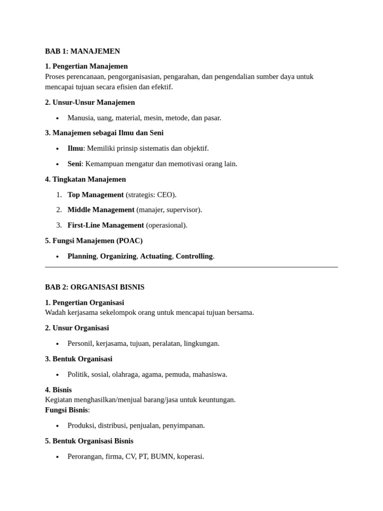 RPS Konsep Dasar Manajemen Dan Bisnis - Materi 2 | PDF