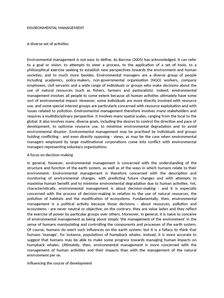 Environmental Management | PDF | Environmental Resource Management ...