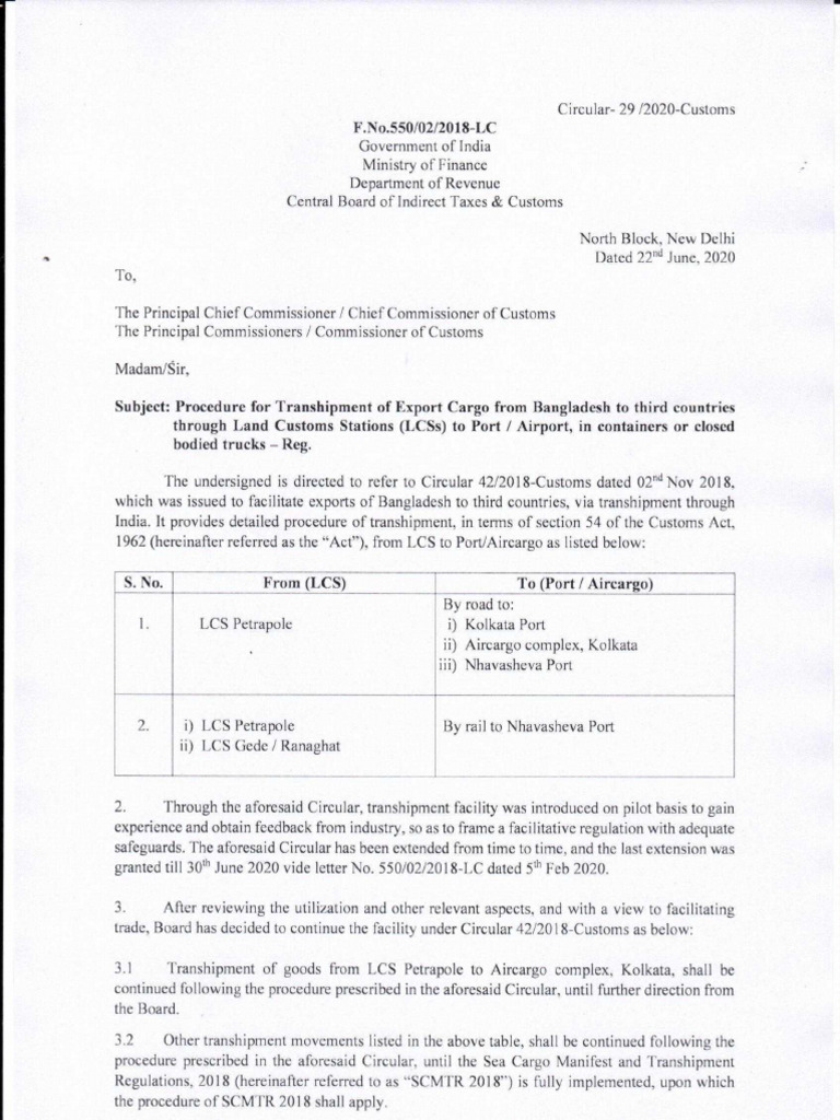 Transhipment Procedures for Bangladesh Exports | PDF | Customs | Government