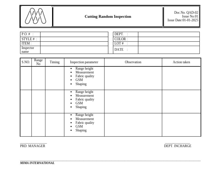 Random Inspection Checklist Template | PDF