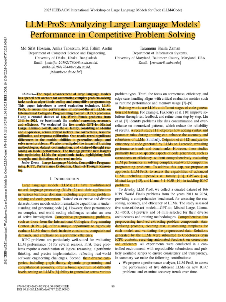 LLM-ProS Analyzing Large Language Models Performance in Competitive Problem Solving | PDF ...