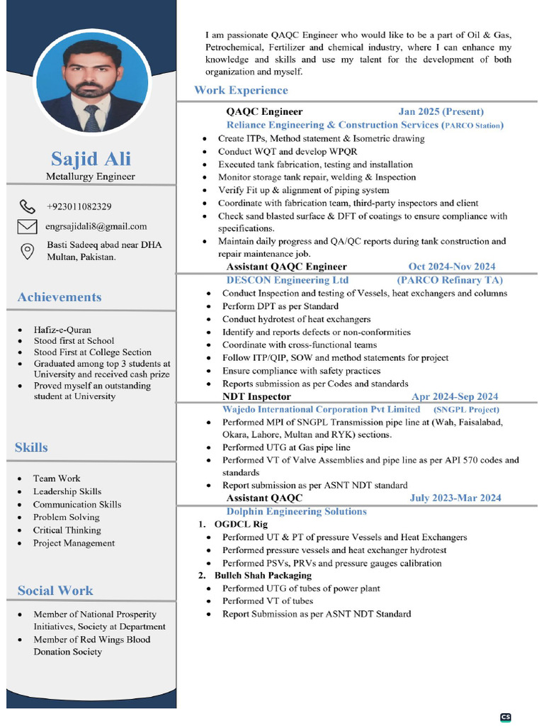 QAQC Engr Sajid Ali | PDF