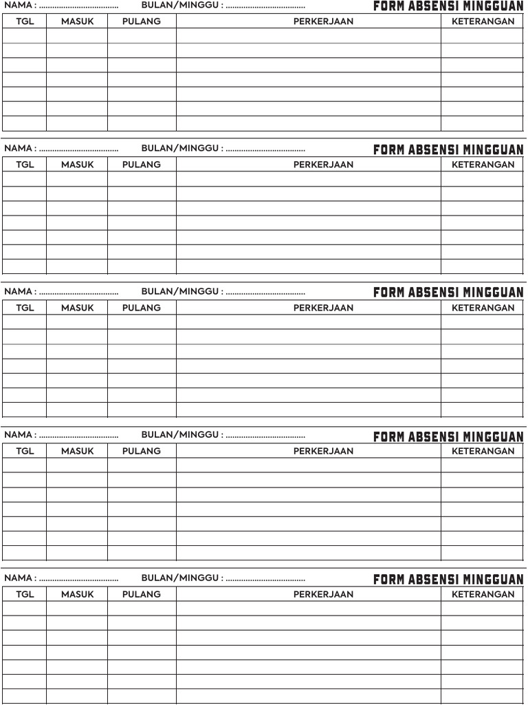 Form Absensi Mingguan - Do | PDF