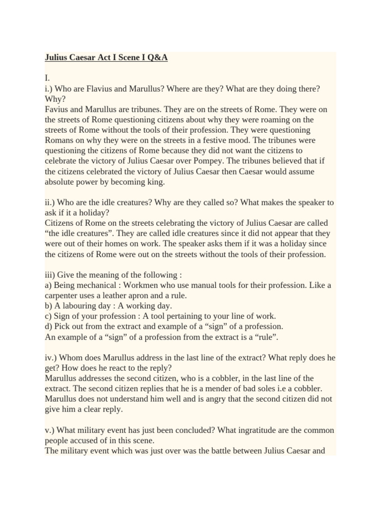 Julius Caesar Act I Scene I | PDF | Julius Caesar | Pompey