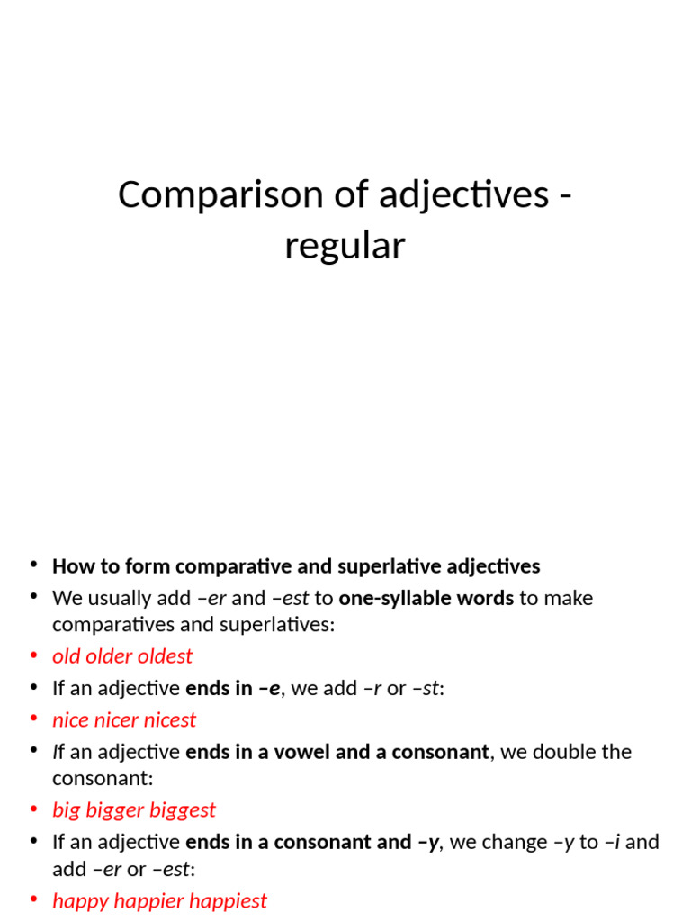 Comparison of Adjectives - Regular | PDF