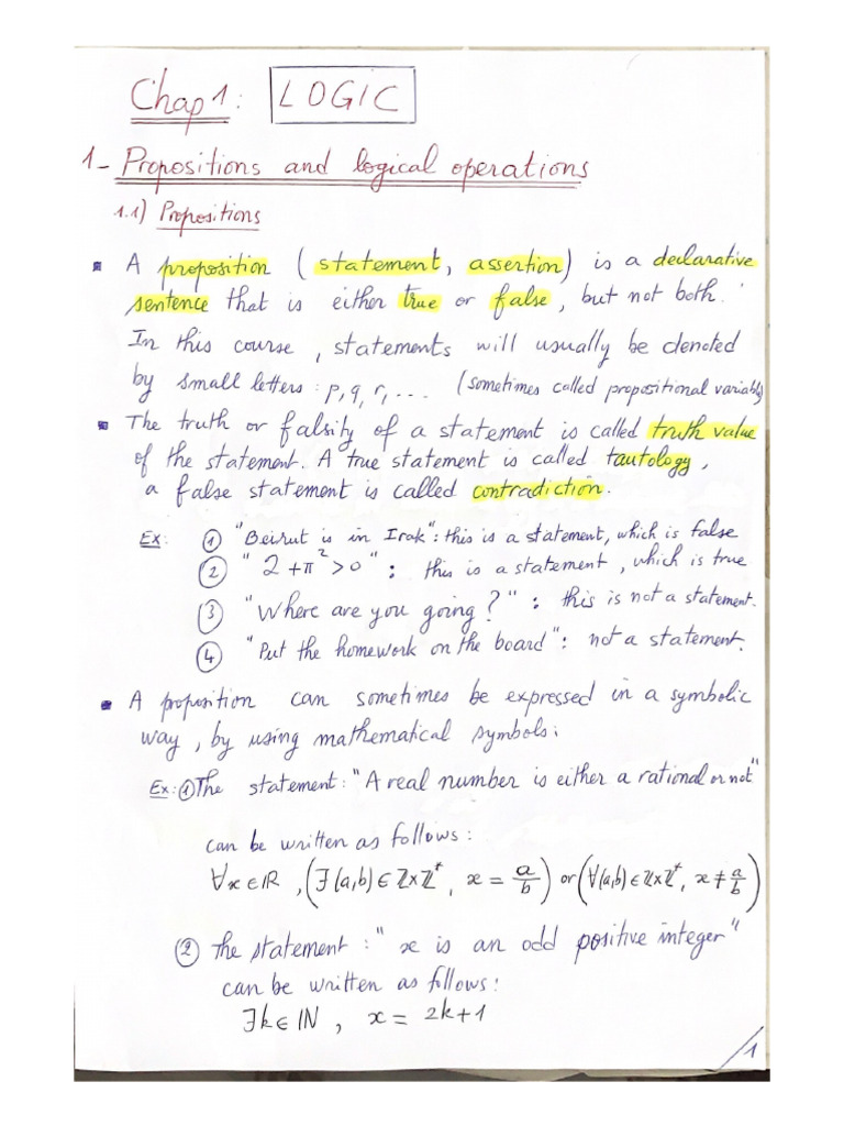 Chapter 1-LOGIC | PDF