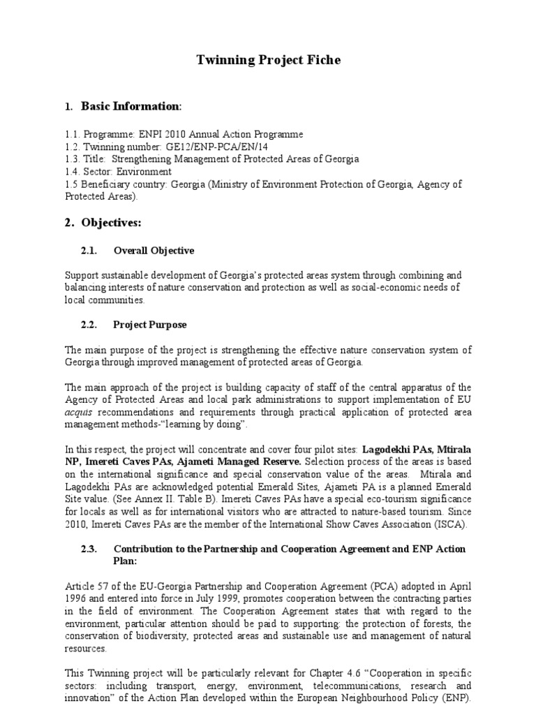 Twinning Project Fiche: Basic Information | PDF | International Union ...