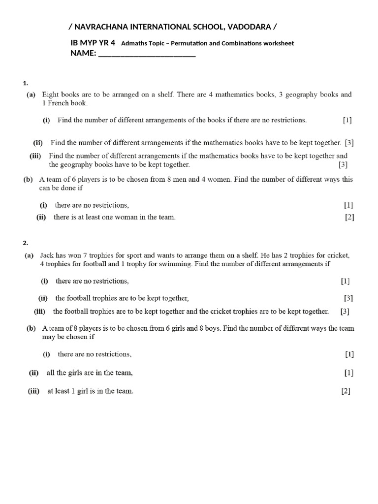 Permutation Combinations | PDF