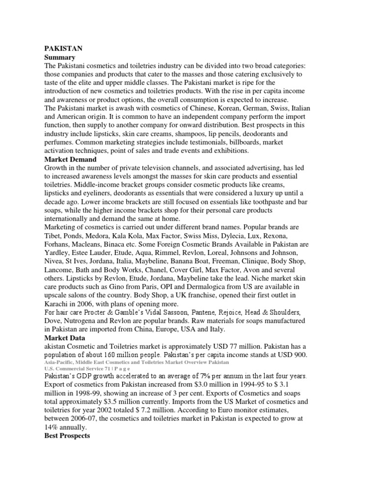 Pakistan: Asia-Pacific, Middle East Cosmetics and Toiletries Market ...