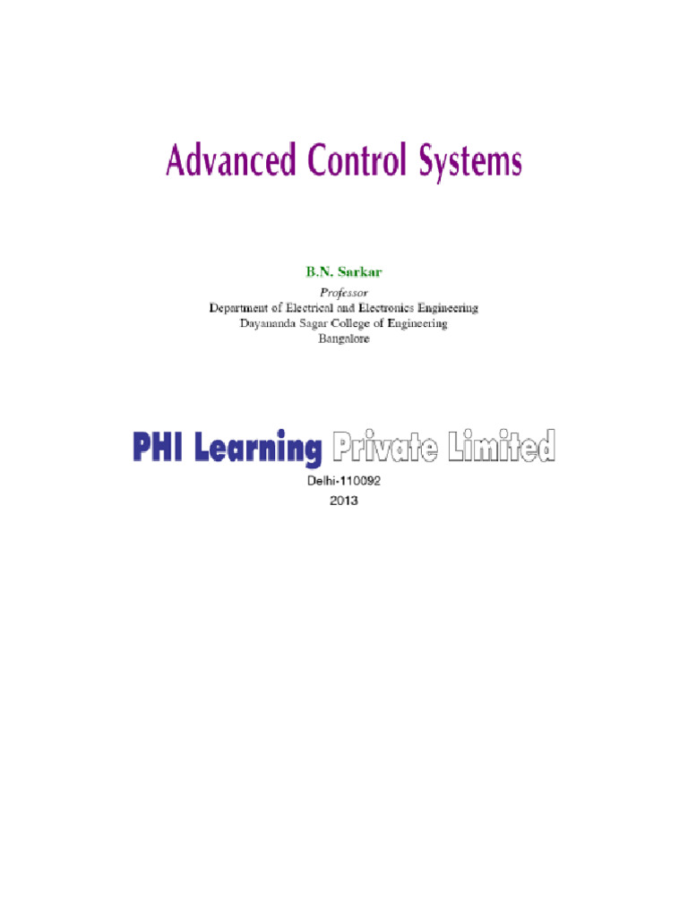 Advanced Control Systems SARKAR-1 | PDF | Control Theory | Eigenvalues And Eigenvectors