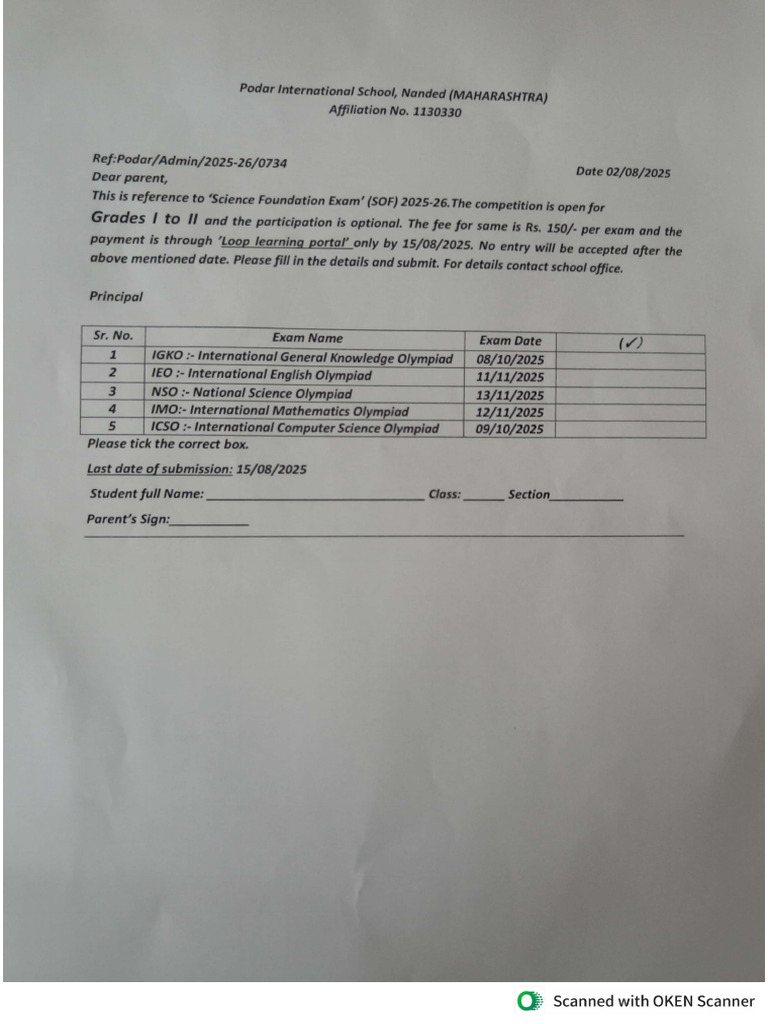 SOF Circular For Grade I&II | PDF