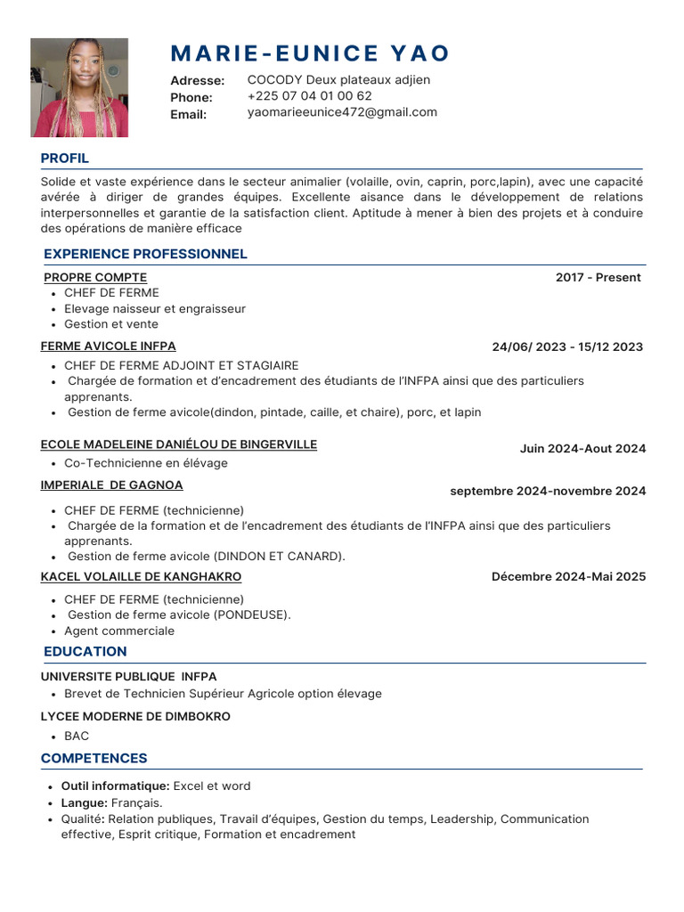 CV de Marie Eunice | PDF