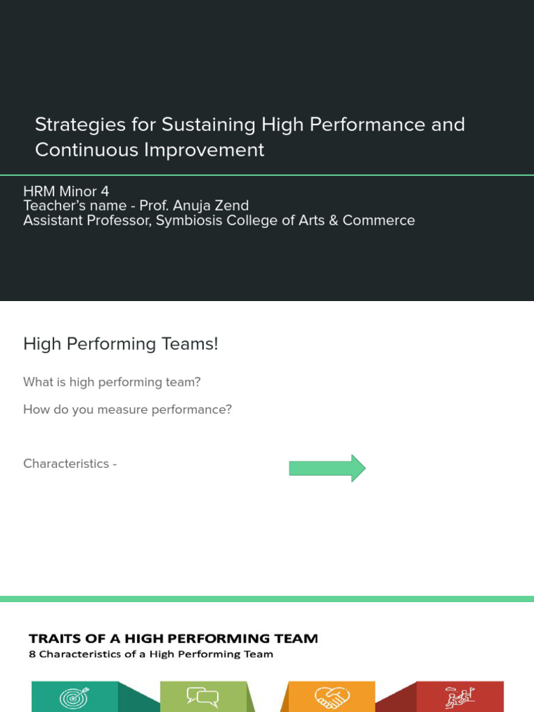 Strategies For Sustaining High Performance and Continuous Improvement ...