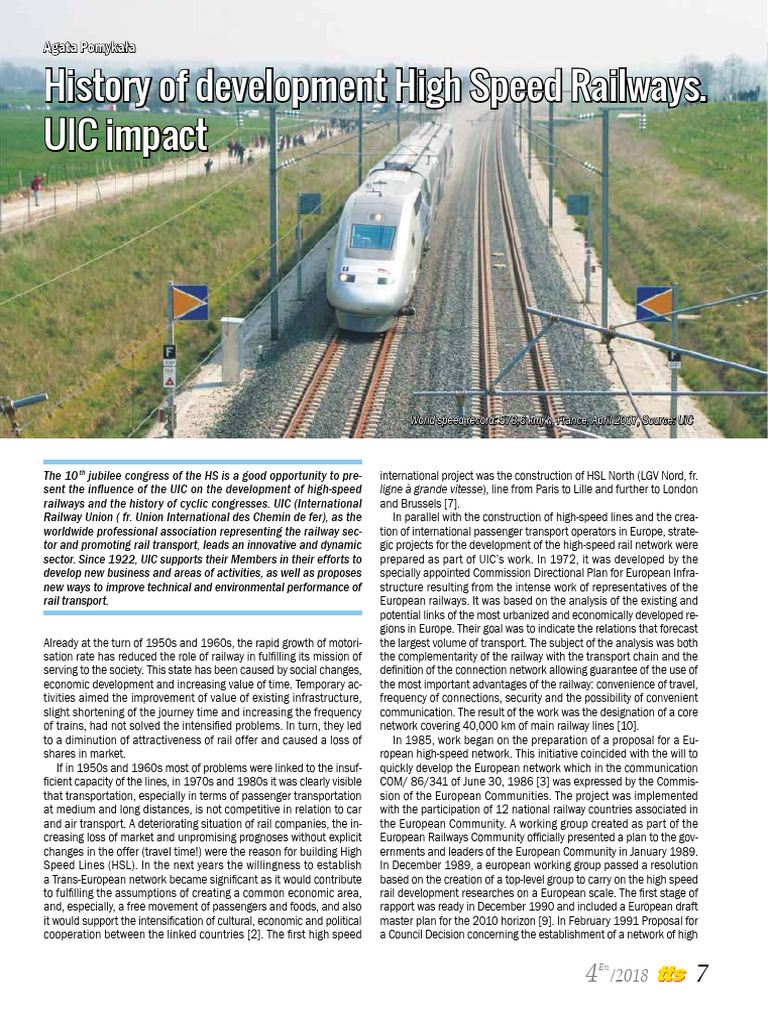 History of Development High Speed Railways Uic Impact 54cakrbuy3 | PDF ...