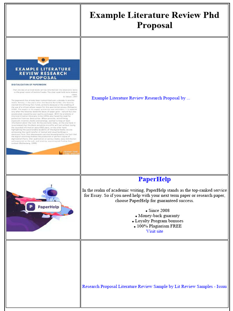 Example Literature Review PHD Proposal | PDF | Thesis | Essays