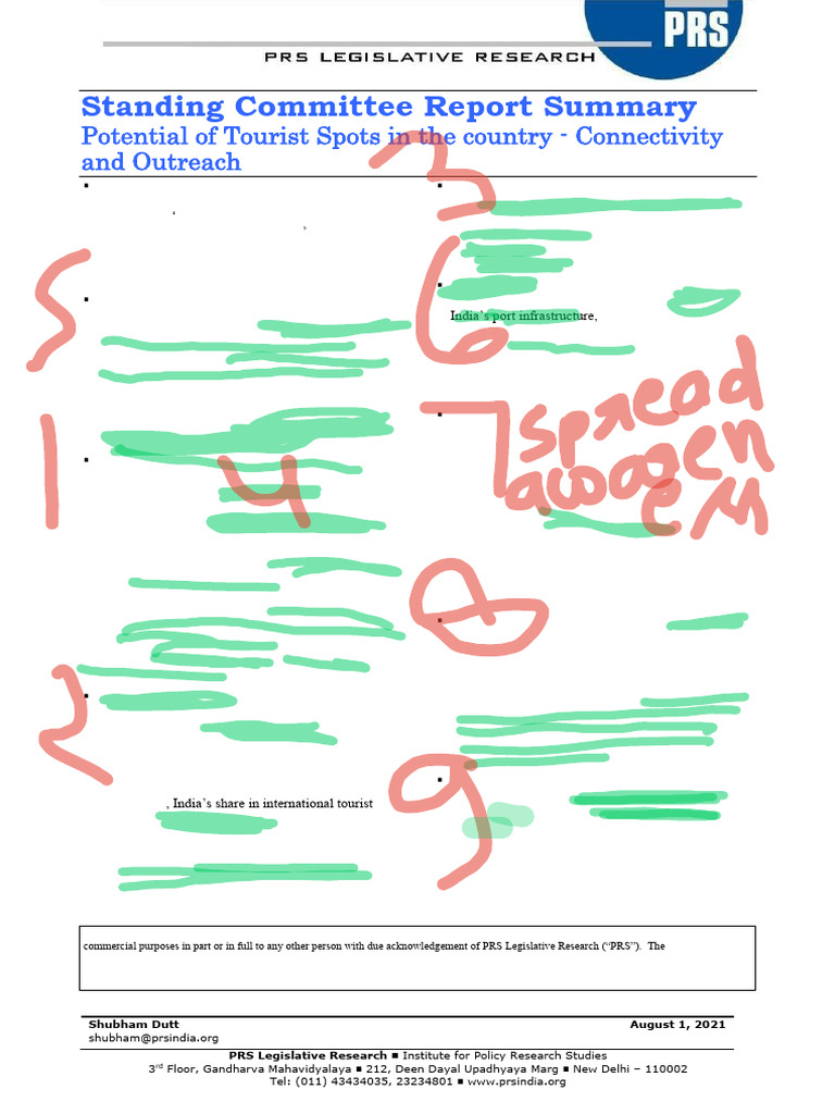 Standing Committee Report Summary_Potential of Tourist Spots in the ...