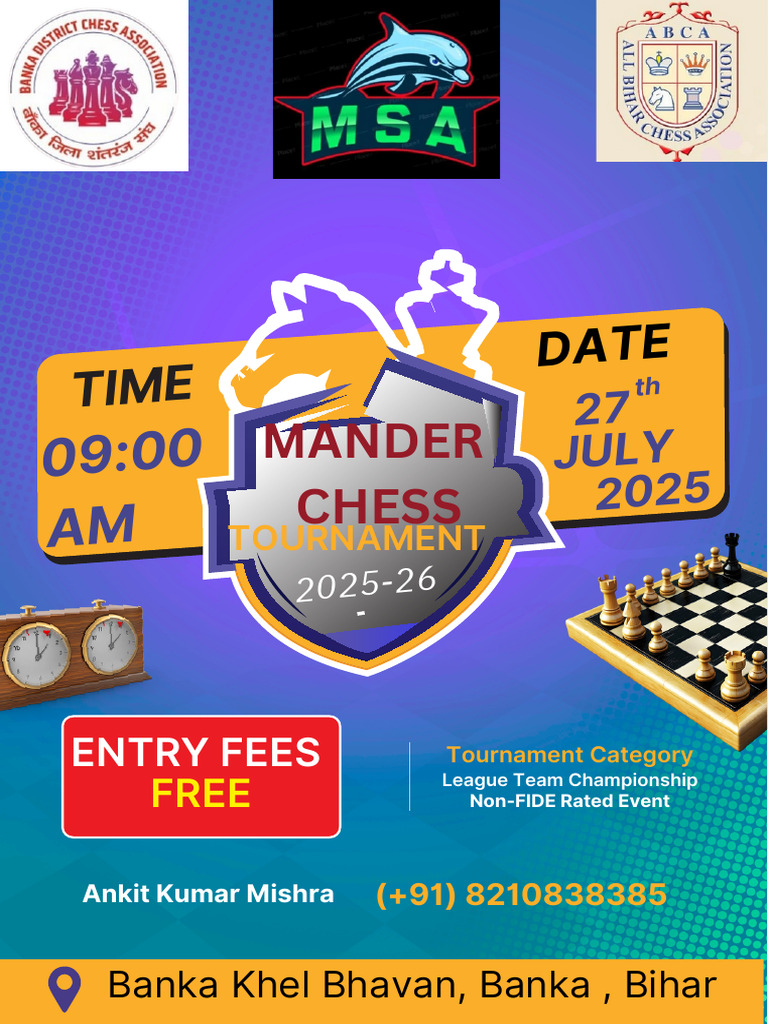 Free Mander Chess Tournament 2025 | PDF