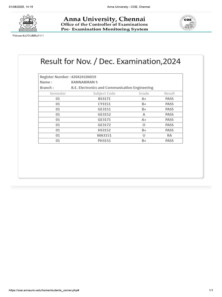 Anna University - COE, Chennai | PDF